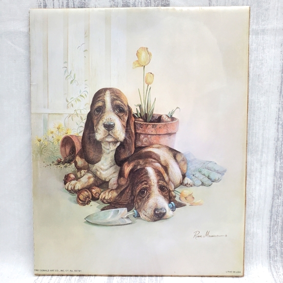 Vintage | Art | 987 Basset Pups By Ruane Manning | Poshmark